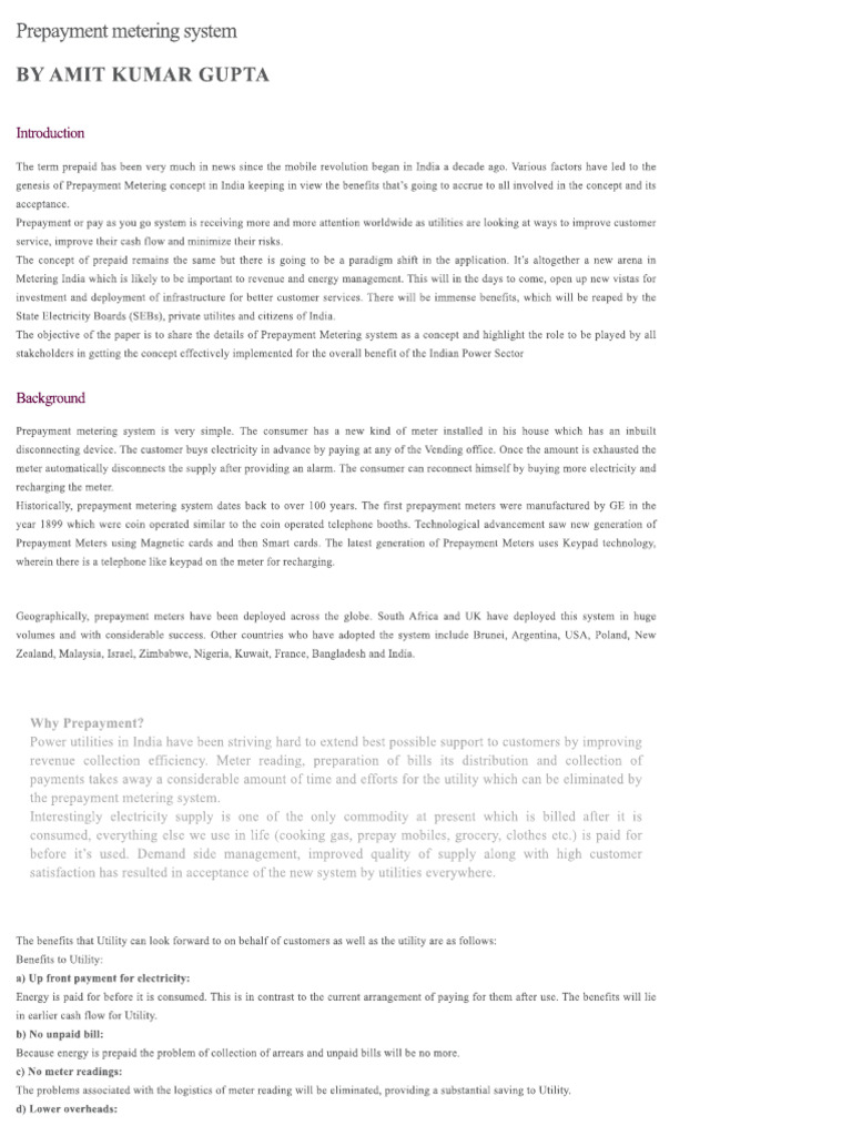 Prepaid Metering System | PDF