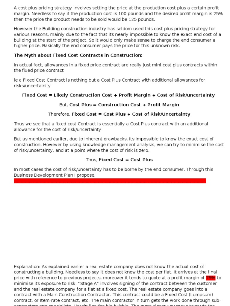 Cost Plus Pricing Strategy | PDF | Prices | Risk