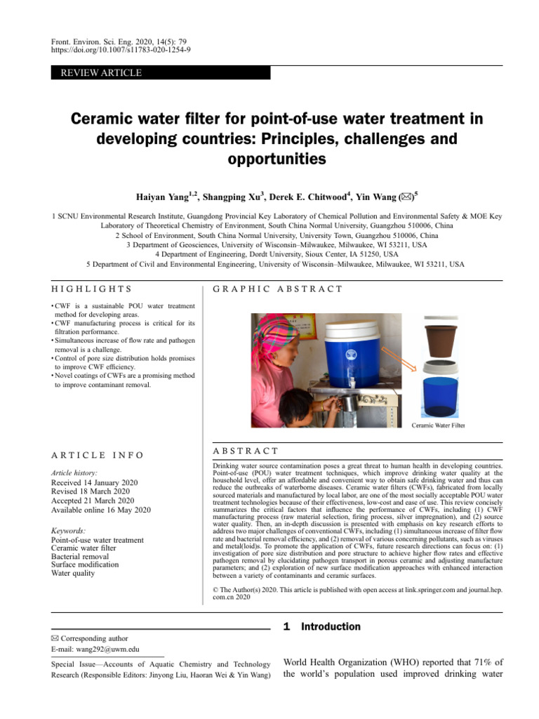 Ceramic Water Filters in Developing Nations | PDF | Water Treatment ...