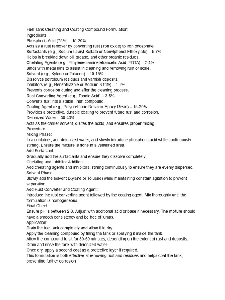 Tannic Acid Rust Converter Formula | PDF