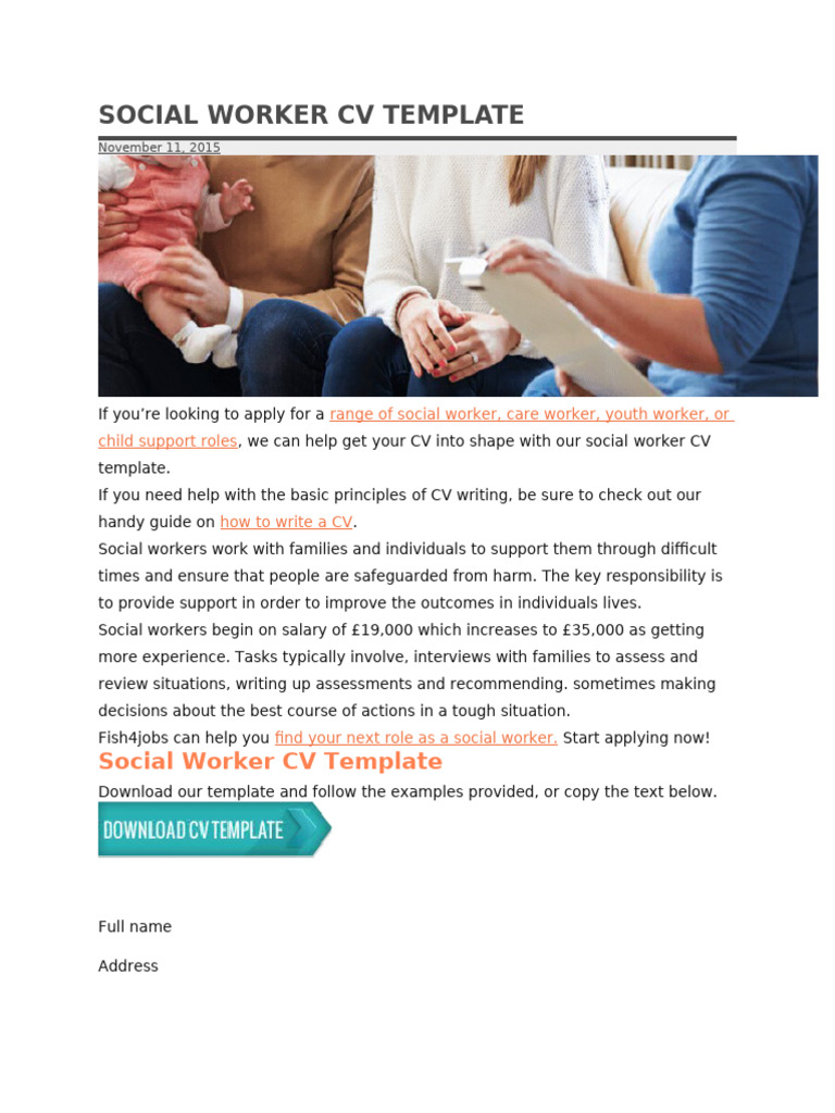 Social Worker CV Template | PDF | Social Work | Public Services