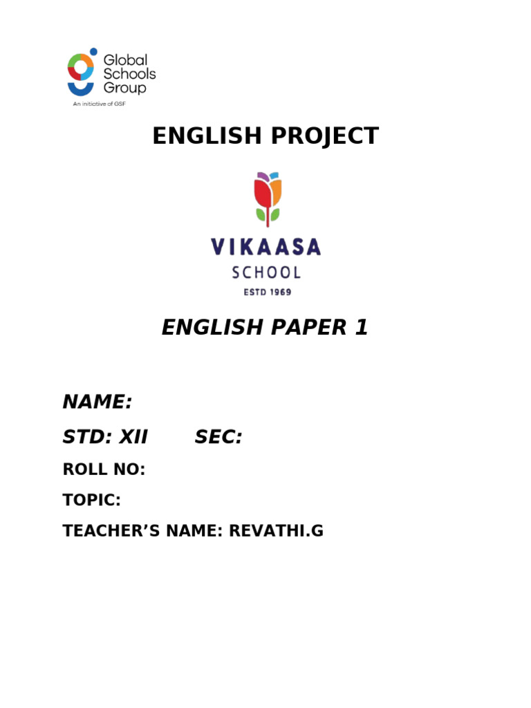 English Project Papers XII | PDF | Foreign Language Studies