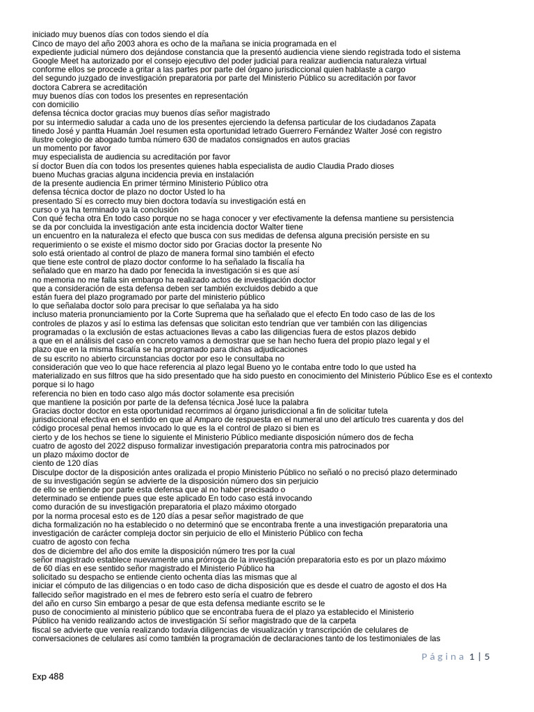 Exp 488 | PDF | Ley procesal | Fiscal