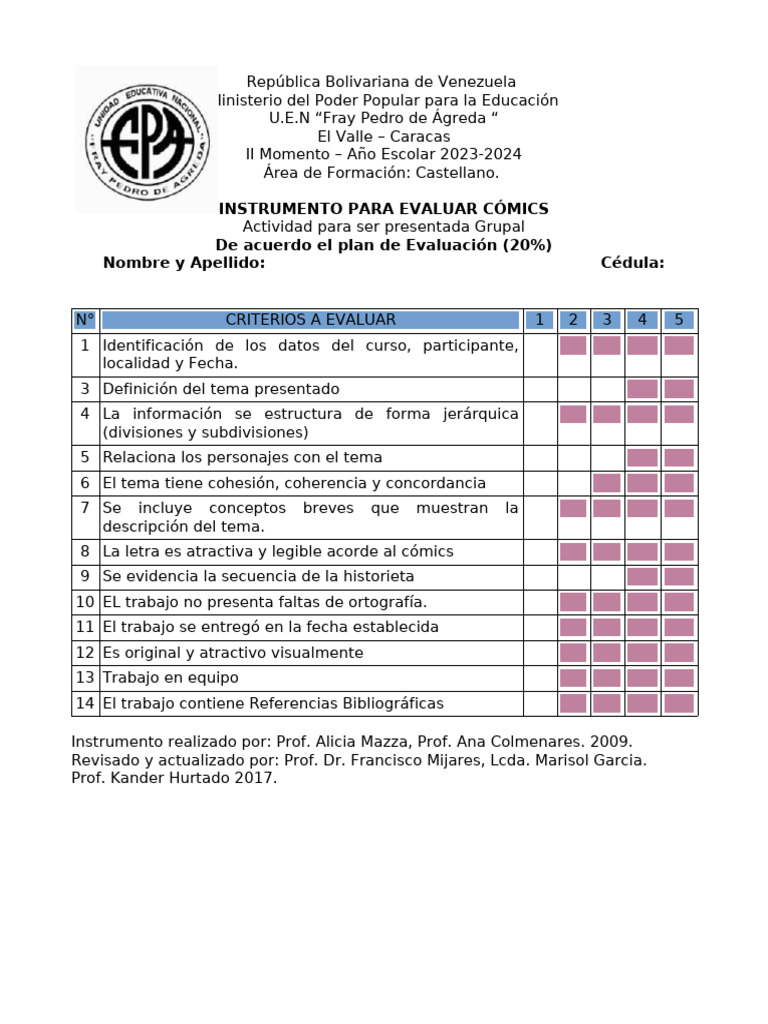 Inst. de Evaluación Cómics | PDF