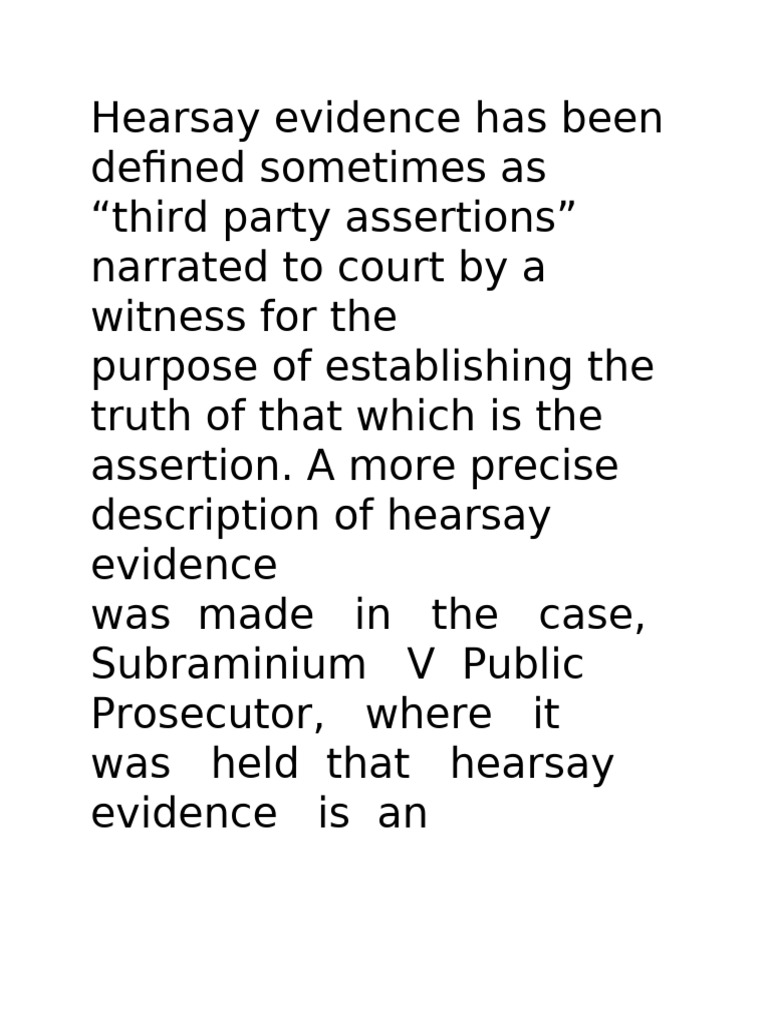 Group 2 Evidence Course Work | PDF | Evidence (Law) | Hearsay