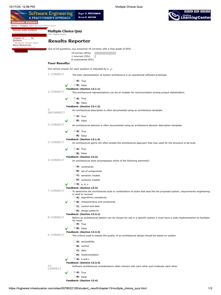 Quiz Ans Chapter13 | PDF | System | Multiple Choice