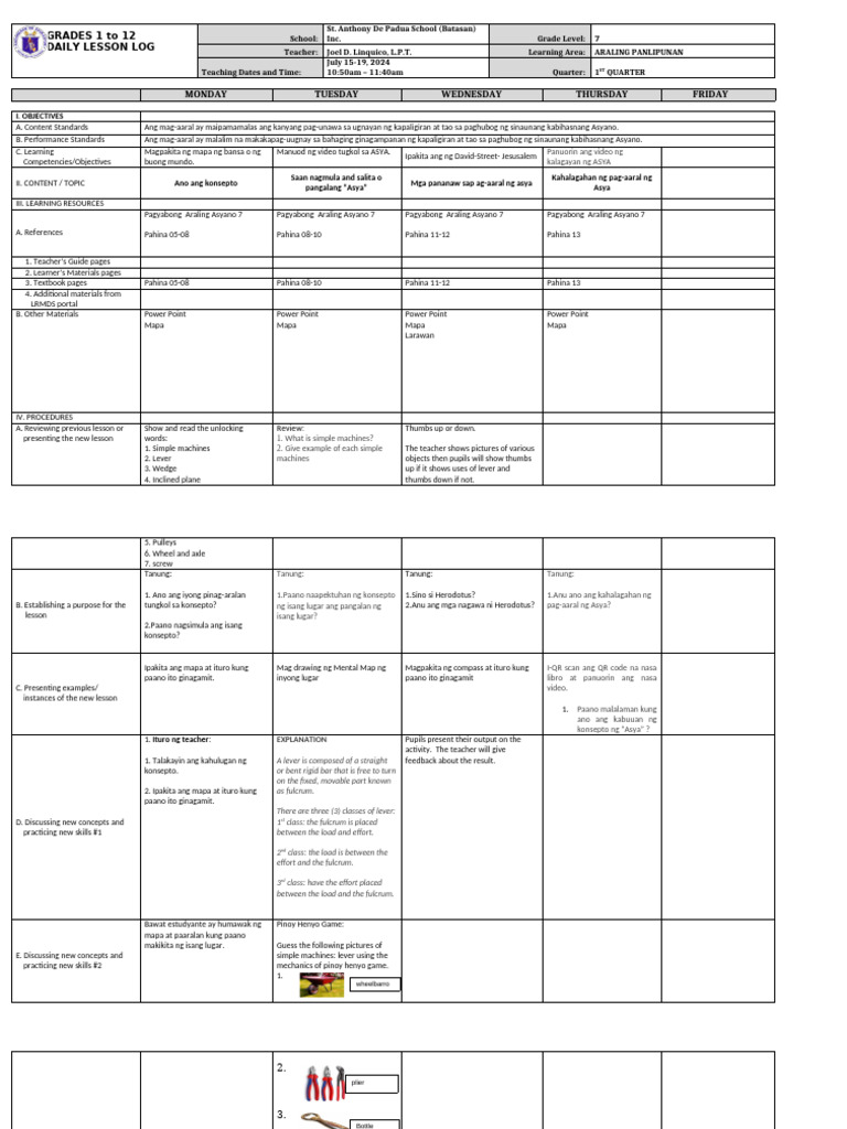 DLL Science-6-Sample q3 w8 | PDF | Lever | Machines