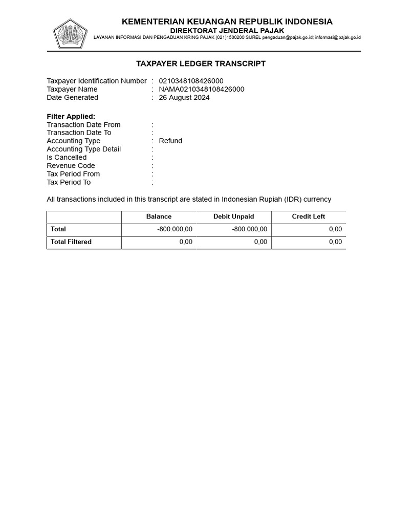 TAXPAYER BALANCE SHEET TRANSCRIPT Undefined | PDF | Business