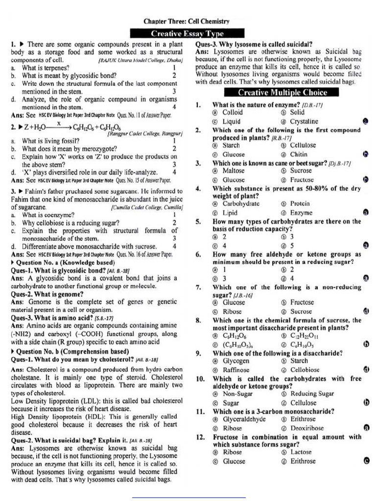 HSC Biology MCQs and Notes Guide | PDF