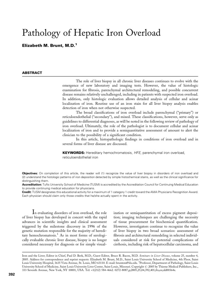 Pathology of Hepatic Iron Overload | PDF | Cirrhosis | Liver