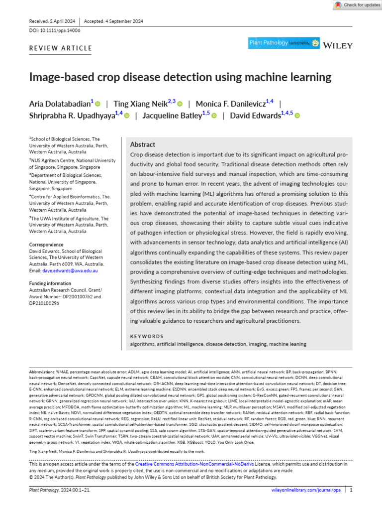 Plant Pathology - 2024 - Dolatabadian - Image Based Crop Disease ...