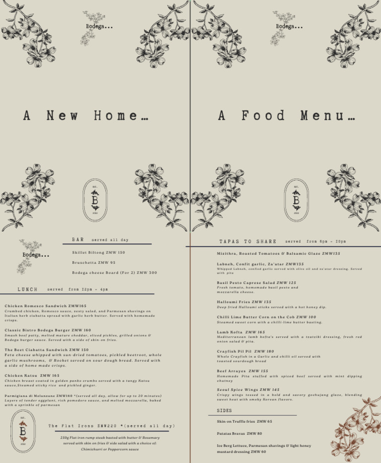 Bodega Food Menu Xzxe77 | PDF | Pickling | French Fries