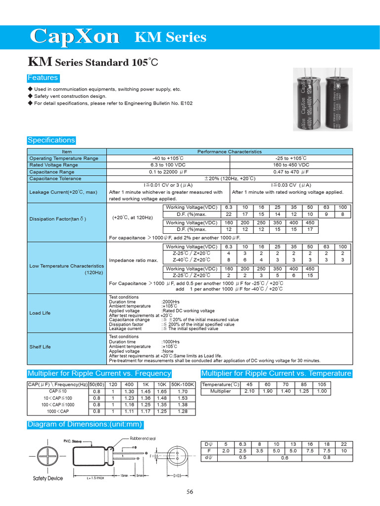 Capxon KM Series Capacitor | PDF | Capacitor | Capacitance