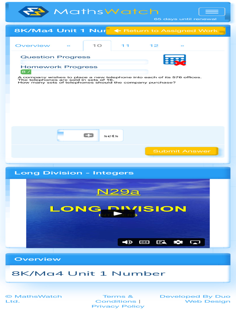 Long Division - Integers Guide | PDF