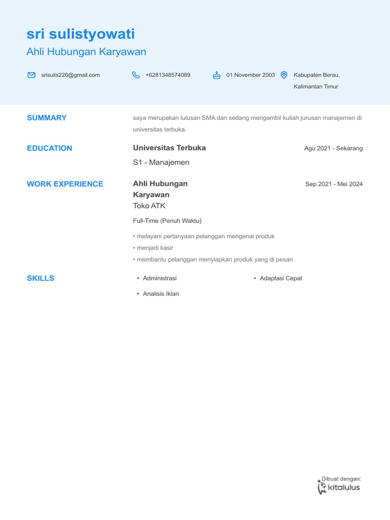 Sri Sulistyowati CV | PDF