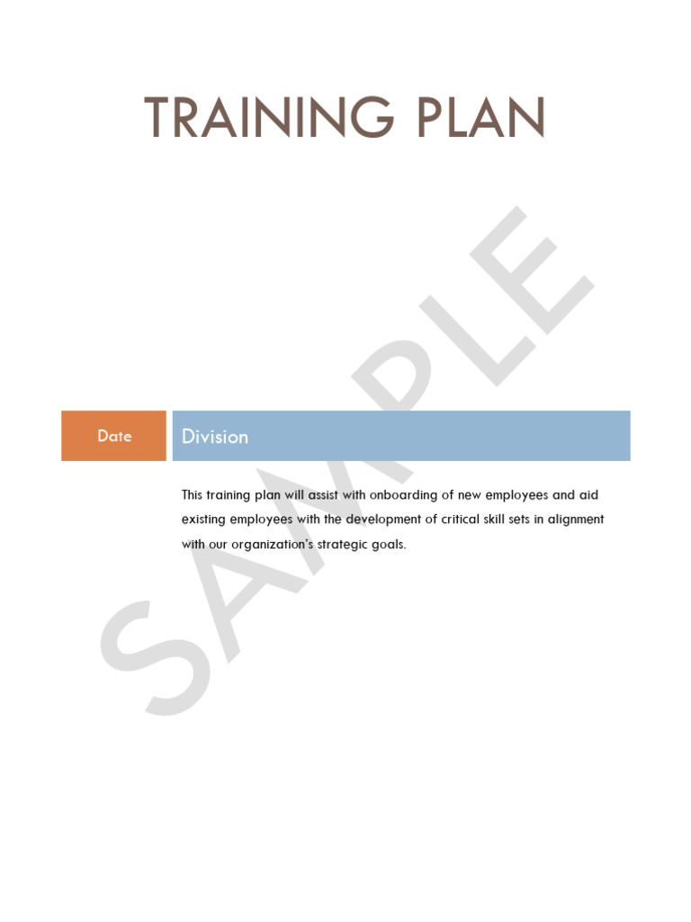 Division Training Plan Overview | PDF | Human Resource Management ...