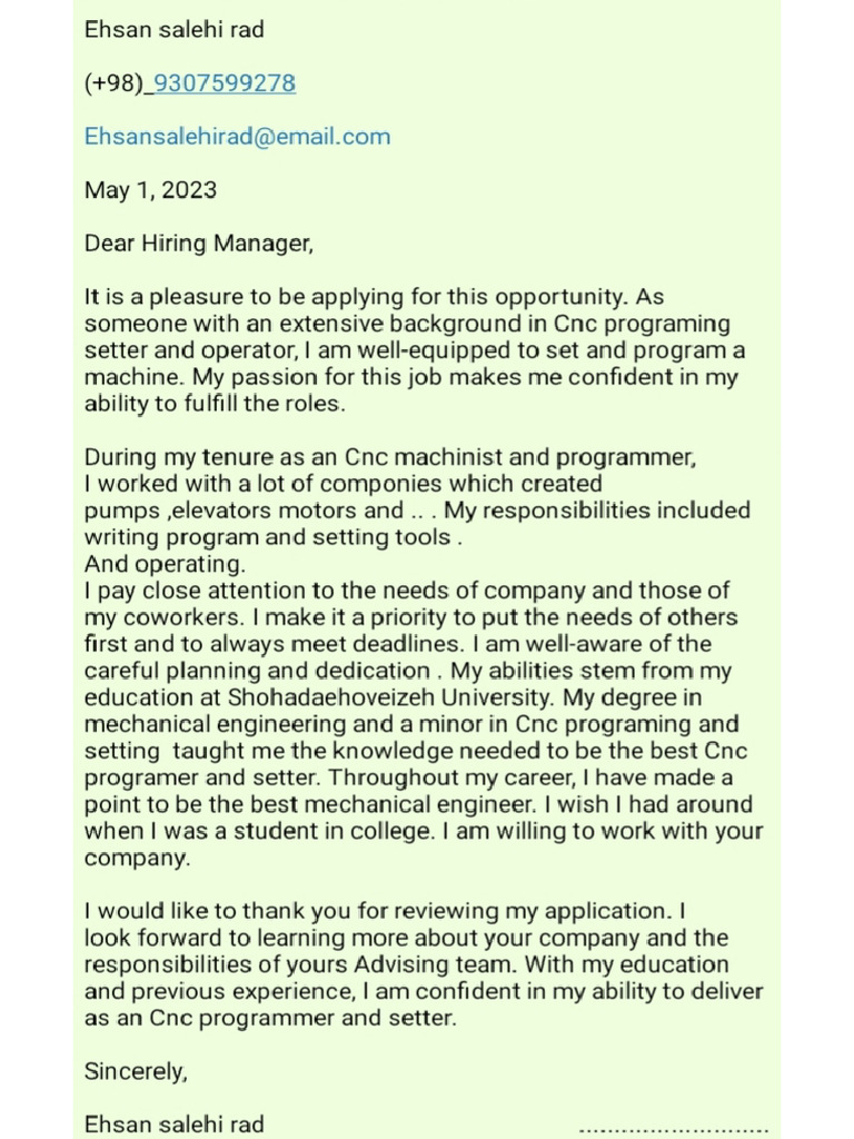 Cover Letter 2023 | PDF