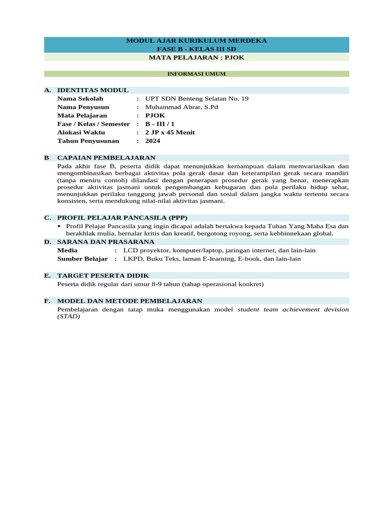 Modul Ajar Observasi Juli Desember 24 | PDF | Karier & Perkembangan | Pengembangan Diri