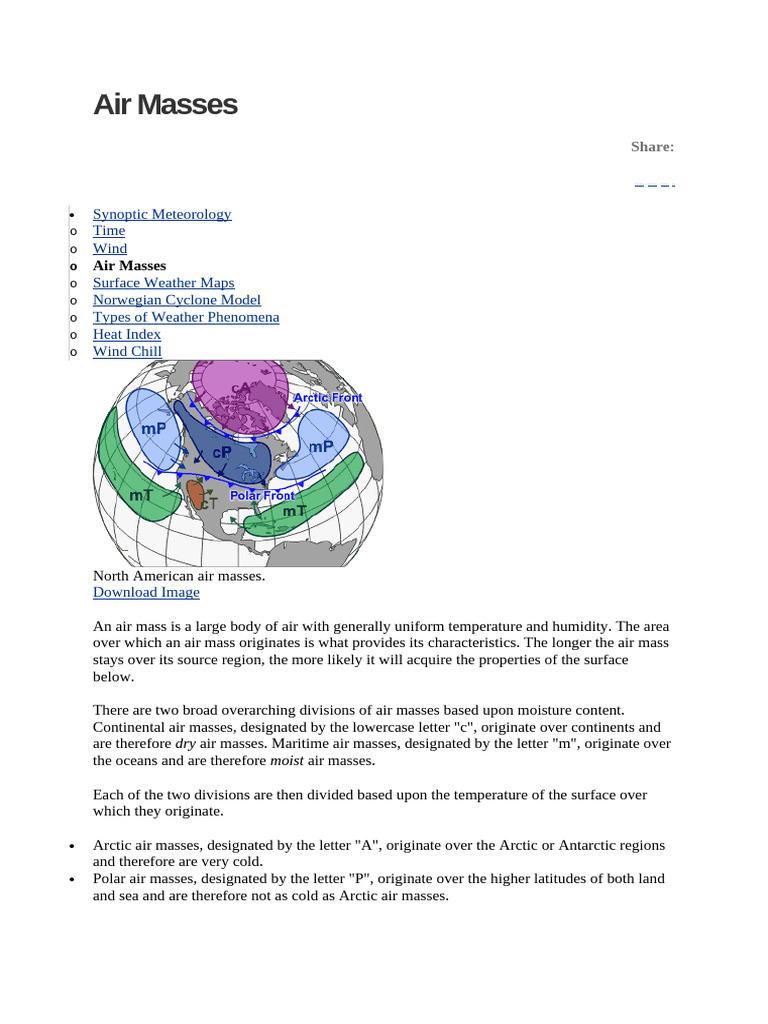 Air Masses | PDF | Meteorology | Atmospheric Circulation