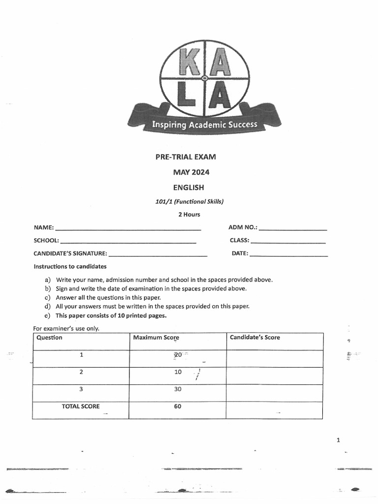 English Paper 1 (1) | PDF