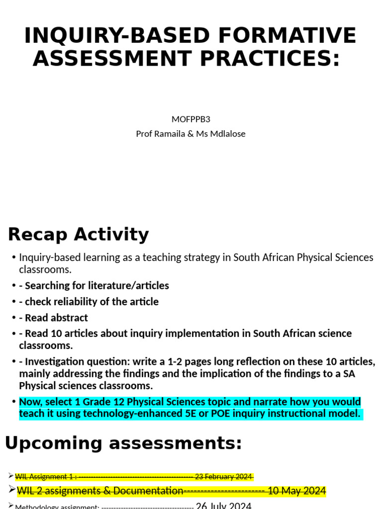 Inquiry Based For Formative Assessment. Lecture 9 | PDF | Inquiry Based ...