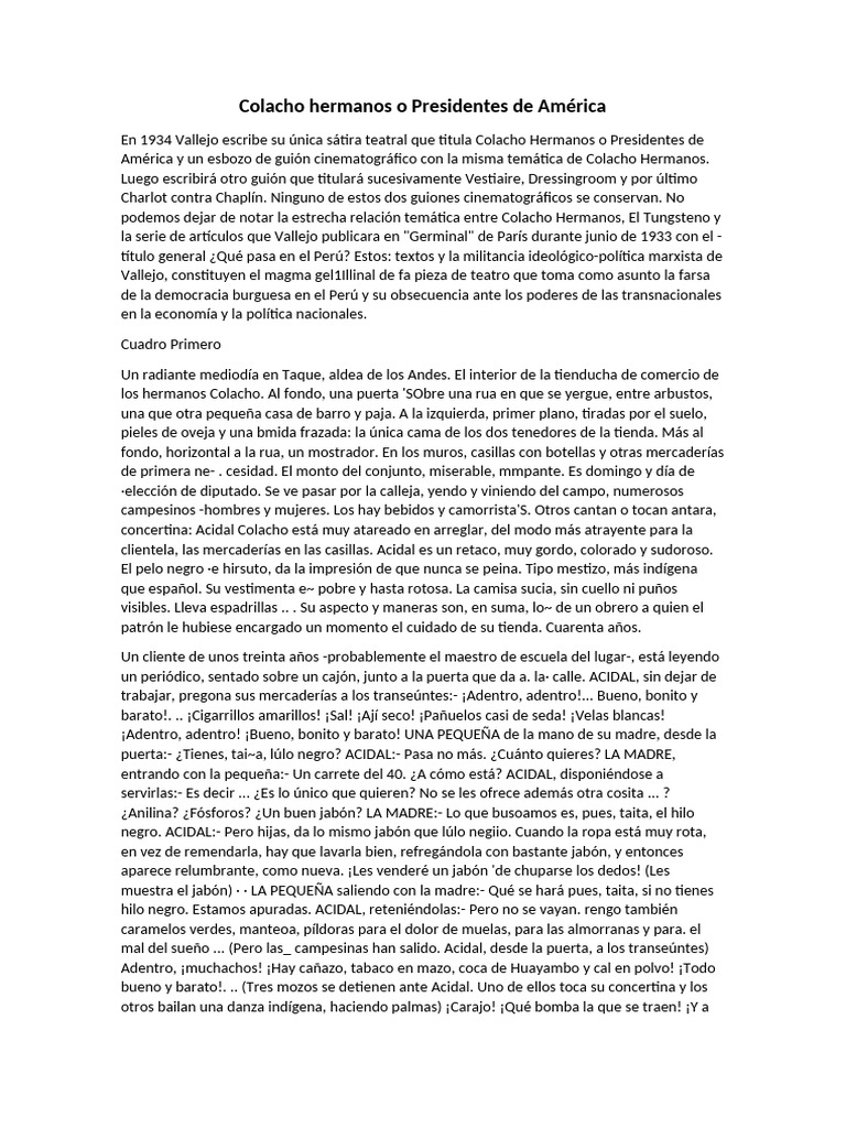 Colacho Hermanos o Presidentes de América | PDF