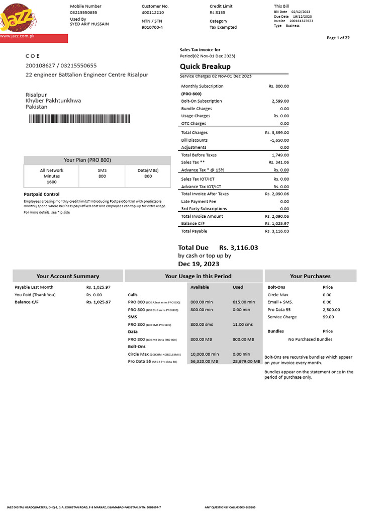 Line Statement Summary | PDF | Taxes | Fee