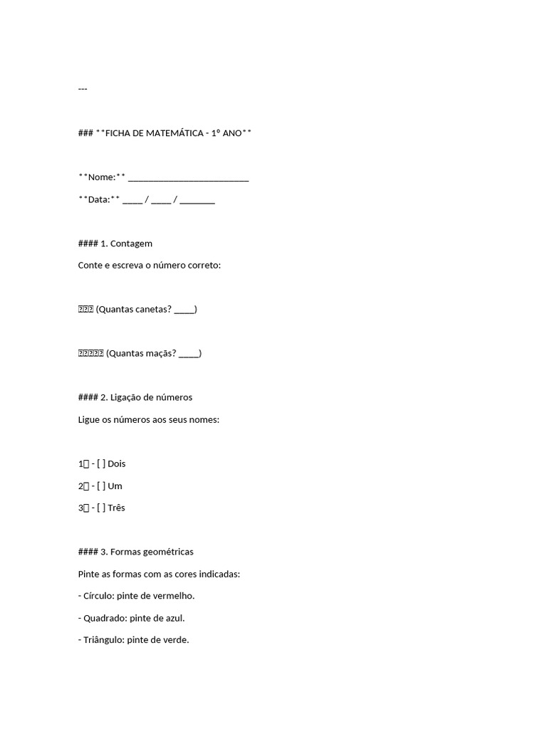 Teste de Matematica 1º Ano | PDF