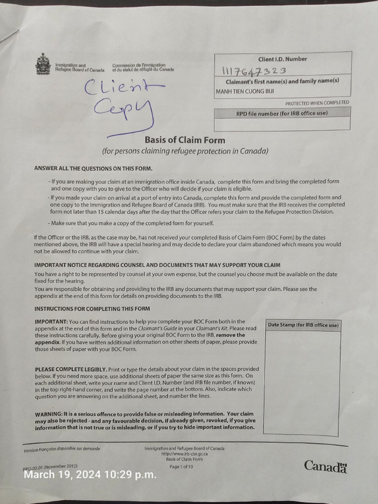 Basics of Claim Form | PDF