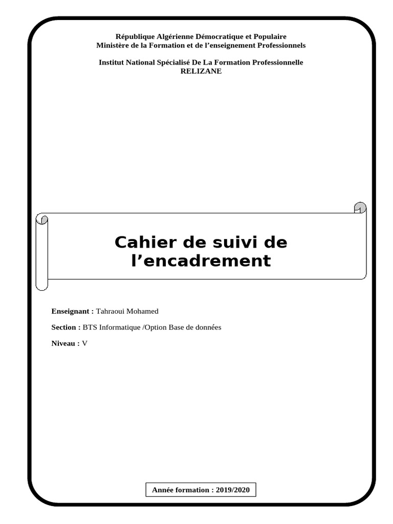 Cahier D'encadrement | PDF