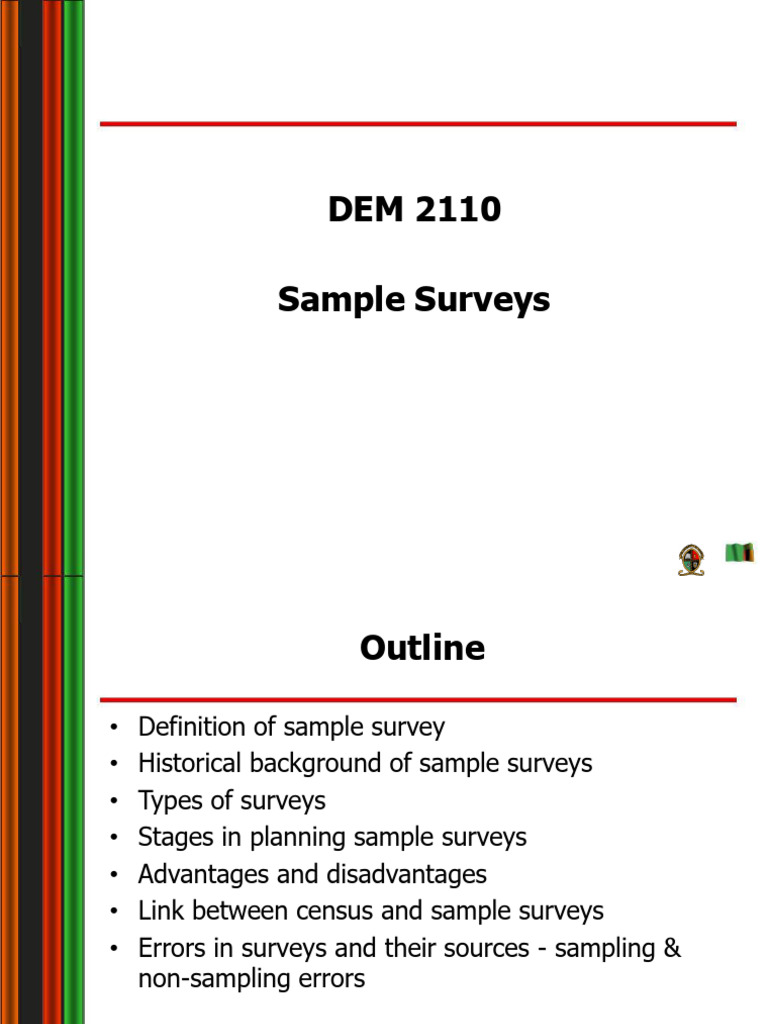 DEM 2110 Sample Survey Notes | PDF | Survey Methodology | Sampling ...