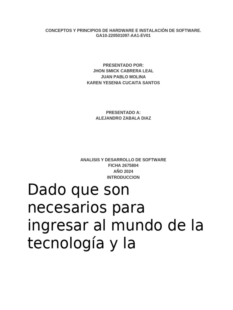 Conceptos y Principios de Hardware e Instalación de Software | PDF | Hardware de la computadora ...
