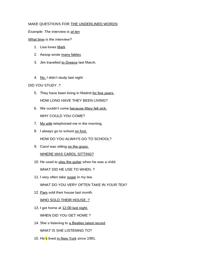 MAKE QUESTIONS - Key | PDF