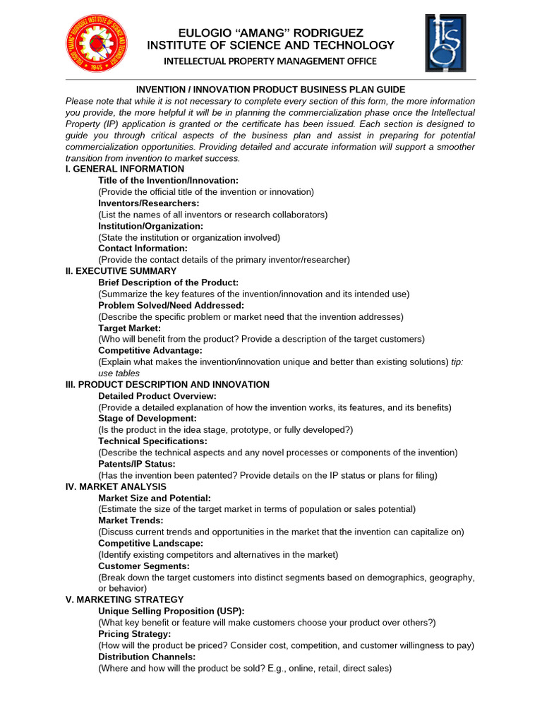 Business Plan Guide for Innovations | PDF | Invention | Intellectual ...