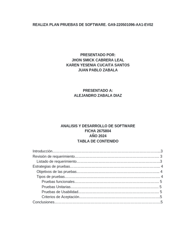 Plan Pruebas de Software | PDF | Software | Ingeniería de software