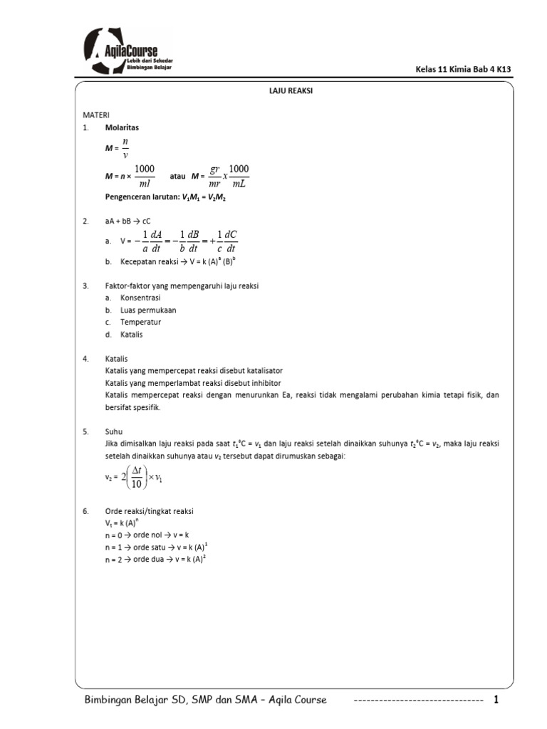 Kimia SMA Laju Reaksi | PDF
