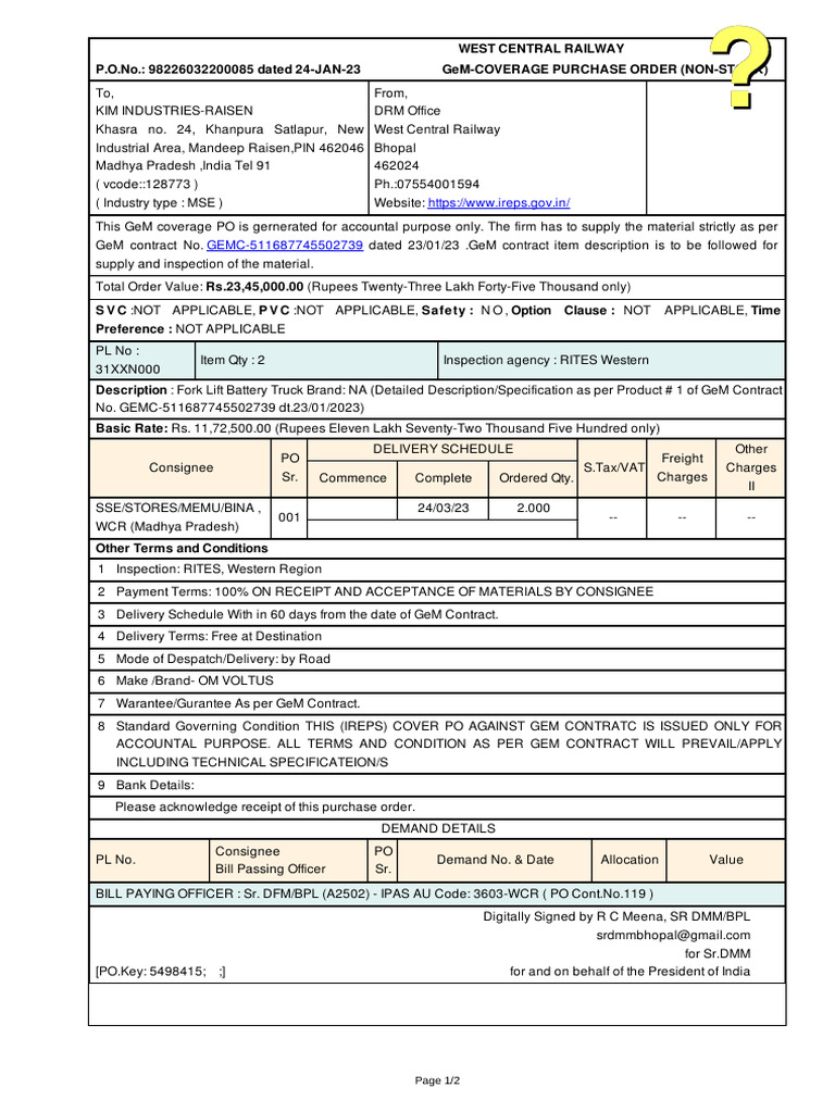 2 Tonne Fork Lift Battery Truck | PDF