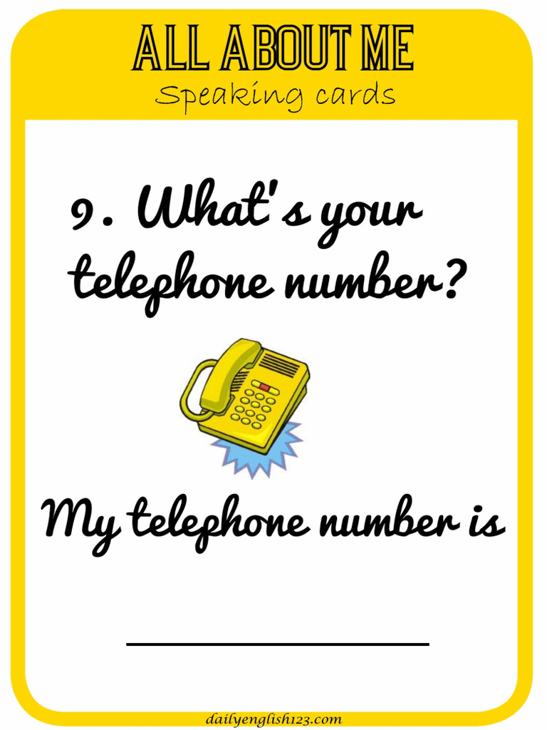 All About Me Speaking Card 009 | PDF