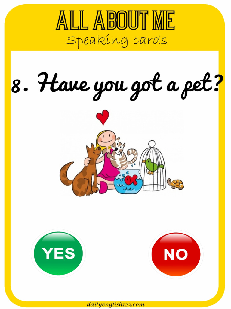 All About Me Speaking Card - 008 | PDF