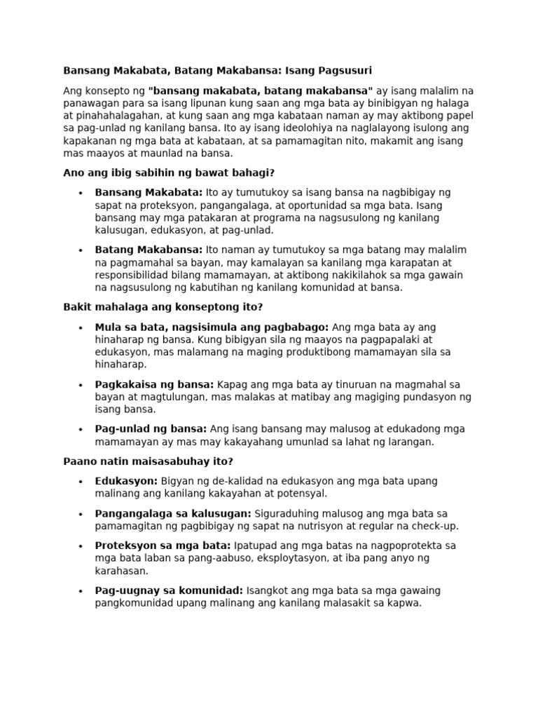 Bansang Makabata | PDF