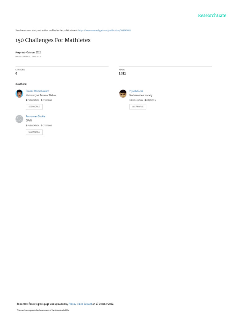 150 Challenges For Mathletes | PDF | Polynomial | Discrete Mathematics