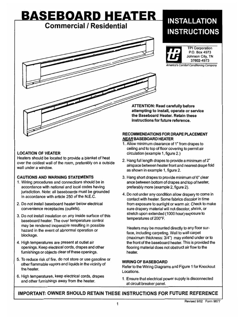 Vintage Electromode Baseboard Heater Instructions | PDF