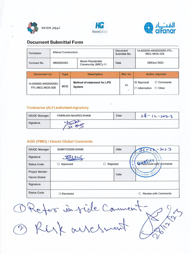 Method of Statement For Installation of LPG System | PDF