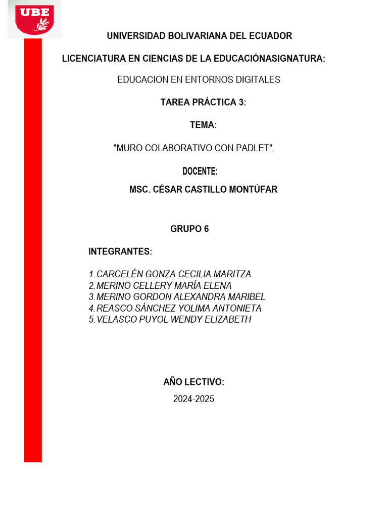 Tarea Práctica #3 Entornos Digitales - Grupo 6 Original | PDF | Informática Tarea Práctica #3 Entornos Digitales - Grupo 6 Original | PDF | Informática