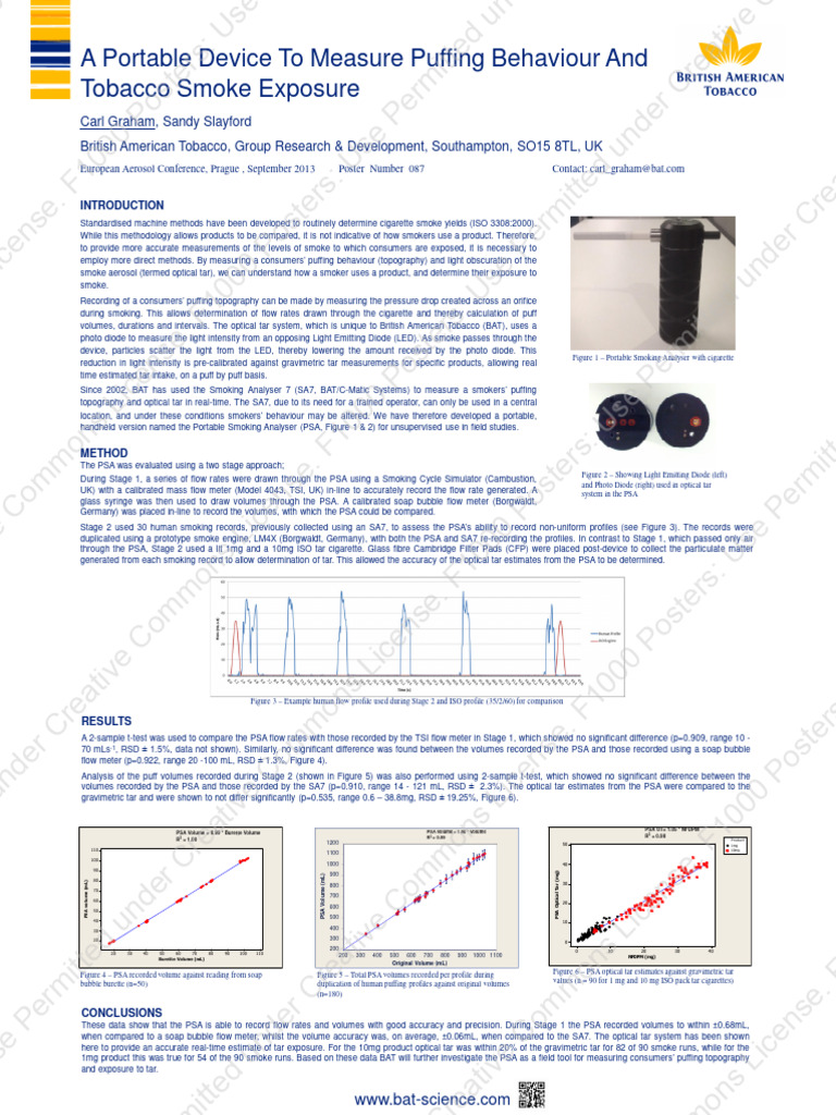 A Portable Device To Measure Puffing Behaviour and | PDF | Flow Measurement | Smoke