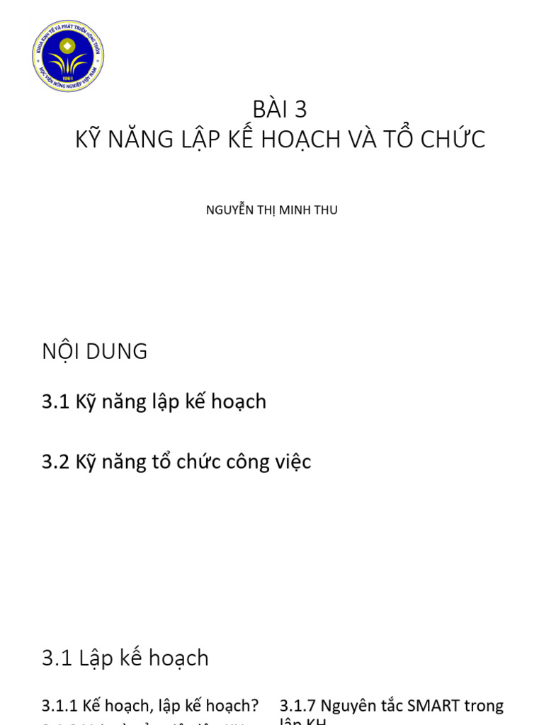Bai 3 Ky Nang Lap Ke Hoach Va To Chuc | PDF