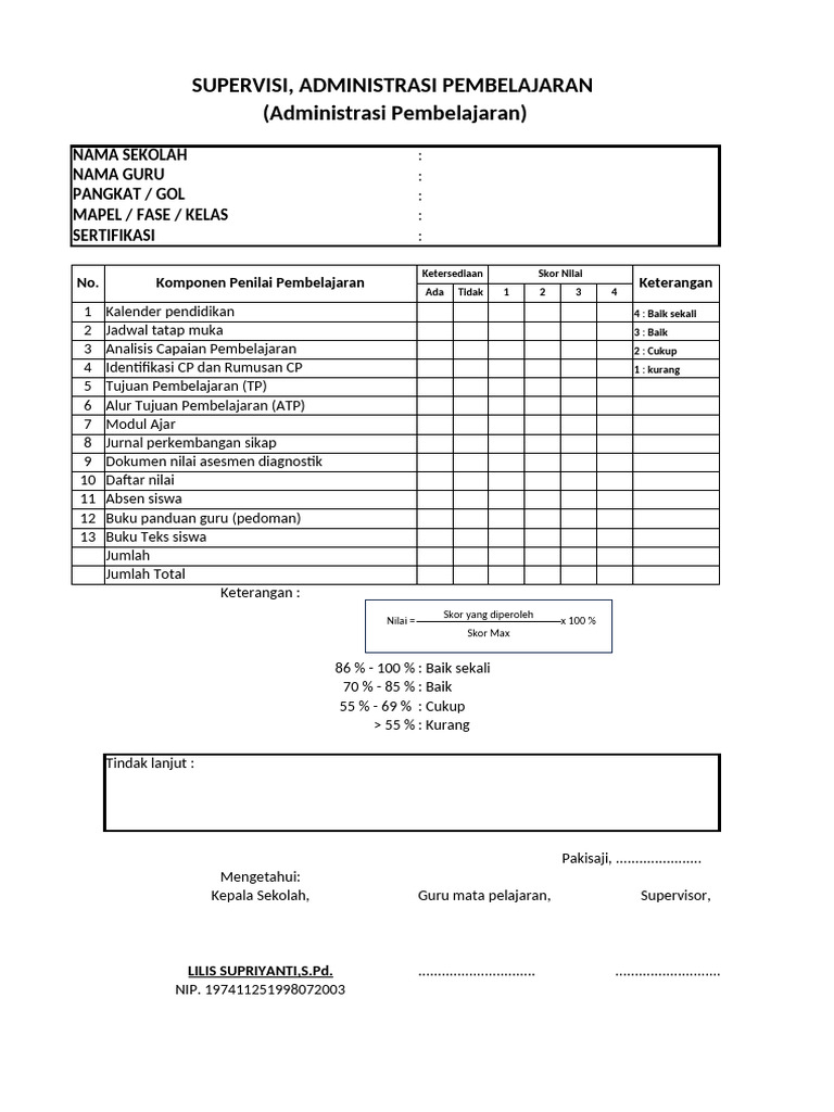 Lembar Supervisi | PDF