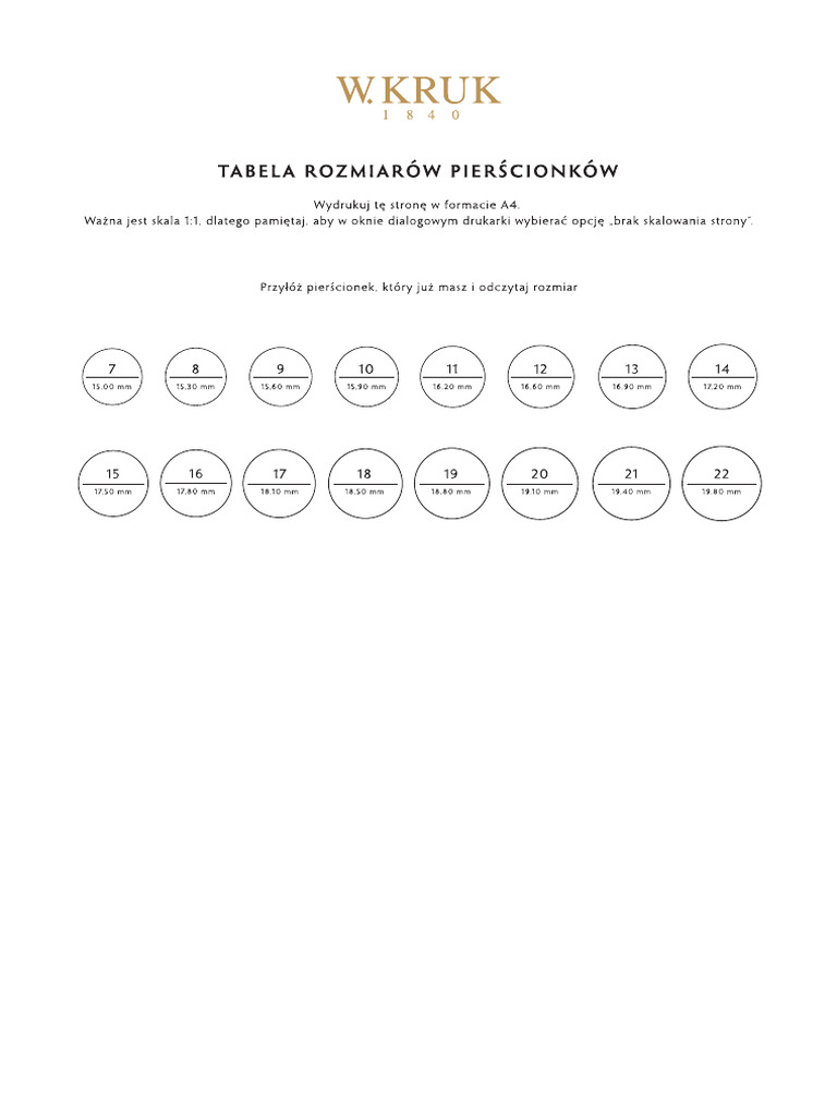 WKRUK Rozmiary Pierscionkow | PDF