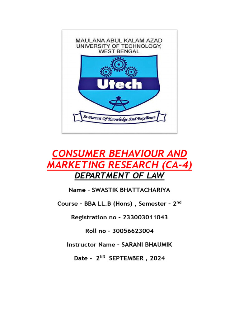 Consumer Behaviour by Swastik Bhattachariya. CA - 4 | PDF | Attitude (Psychology) | Marketing