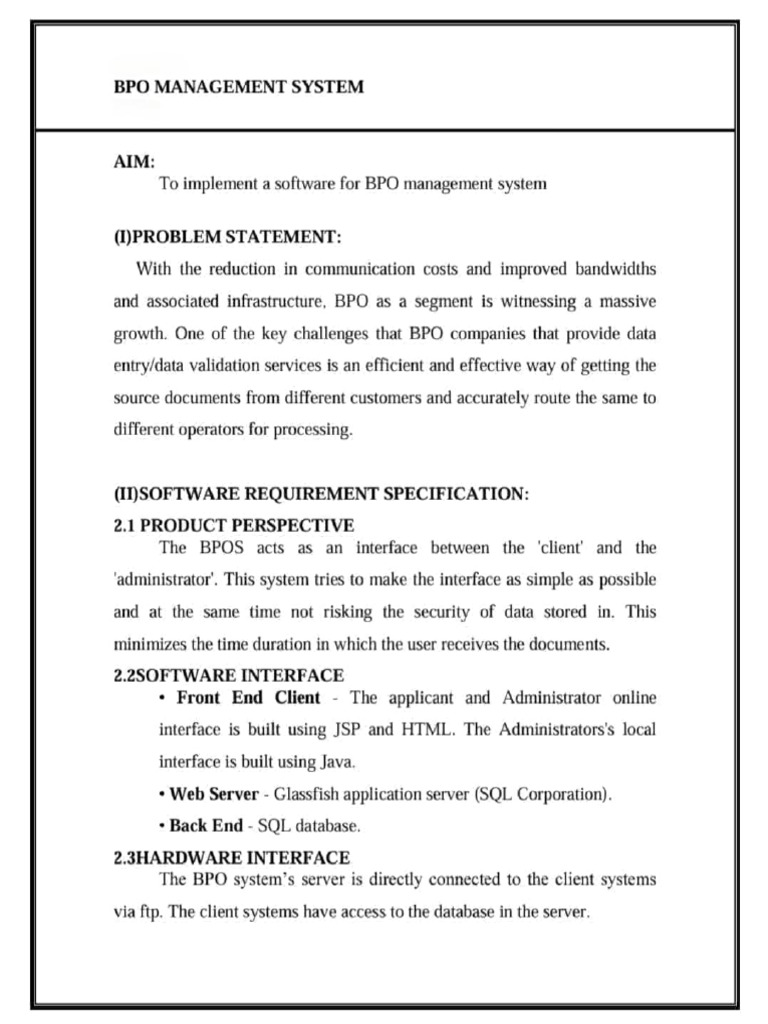 Bpo Management System | PDF | Databases | Use Case